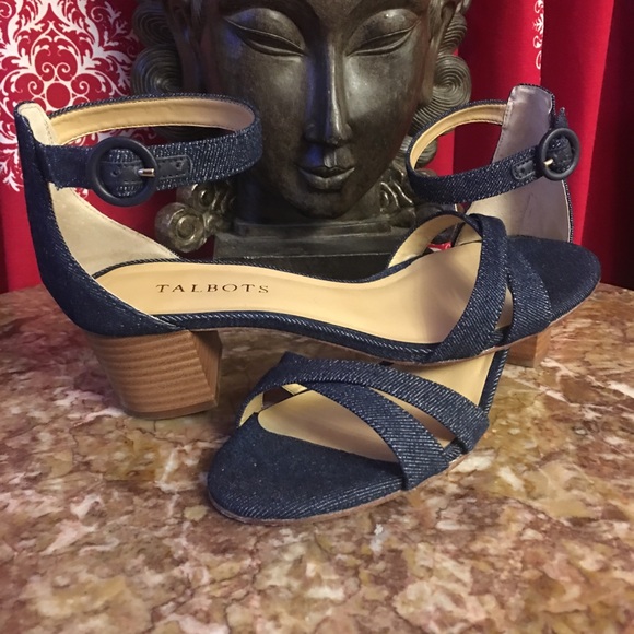 Talbots | Shoes | Talbots Sandals Denim Size 8 Block Heels | Poshmark